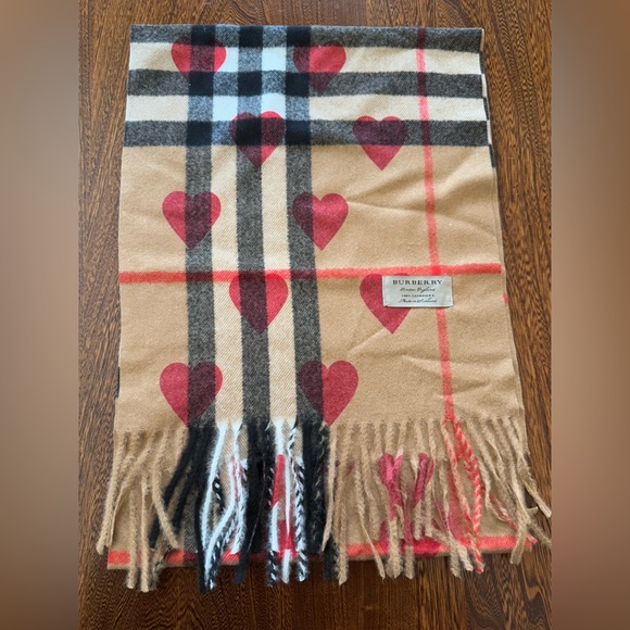 Burberry | Accessories | Burberry Cashmere Red Heart Scarf Nwot | Poshmark